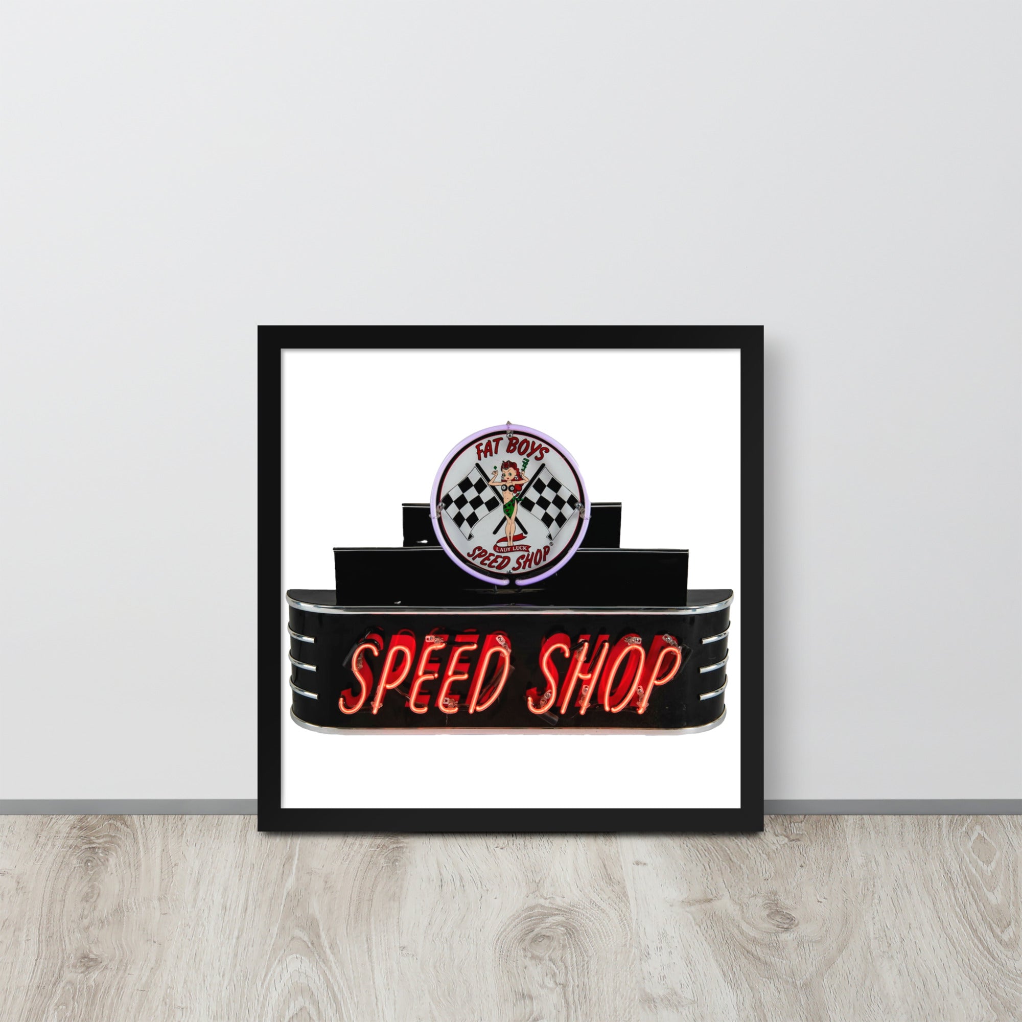 Vintage Neon Speed Shop Sign Framed poster – Retro Designs Online